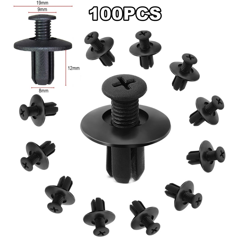 100PCS Klip Kereta Bumper Car Clip Bumper Fastener Clip 8mm Car Push ...