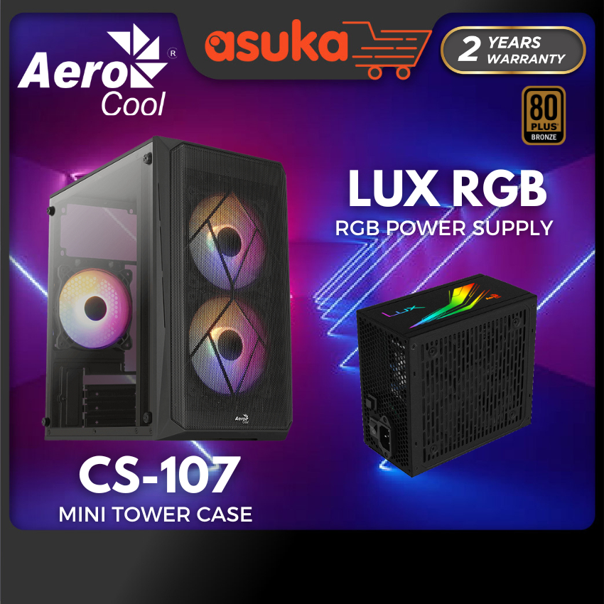 Aerocool CS-107 V2 M-ATX Case + Aerocool LUX RGB 550W Power supply | Shopee Malaysia