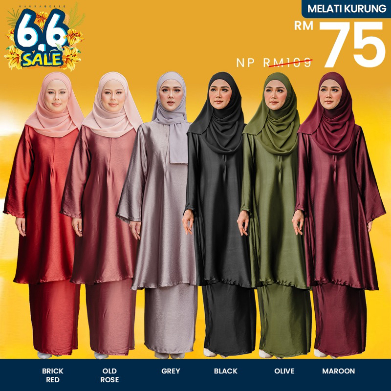 [HAURABELLE] MELATI KURUNG SATIN CRUSH | Shopee Malaysia