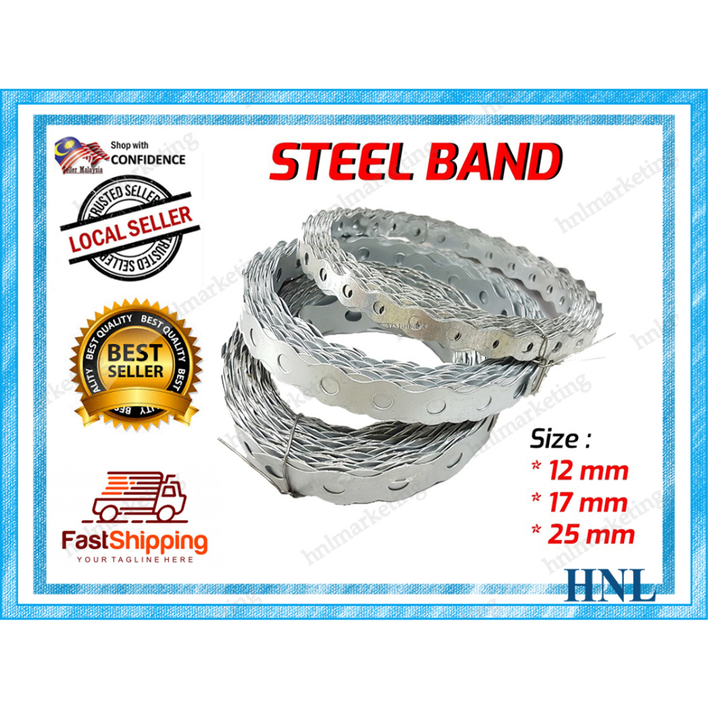STEEL BAND 12mm 17mm 25mm BESI LUBANG MULTI PURPOSE FASTERNER | Shopee ...