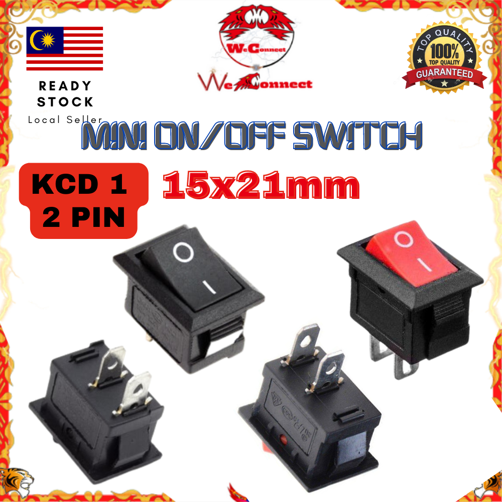 WeConnect KCD1 2 Pin Rocker Switch On/Off Mini Power Switch 15*21MM 6A ...