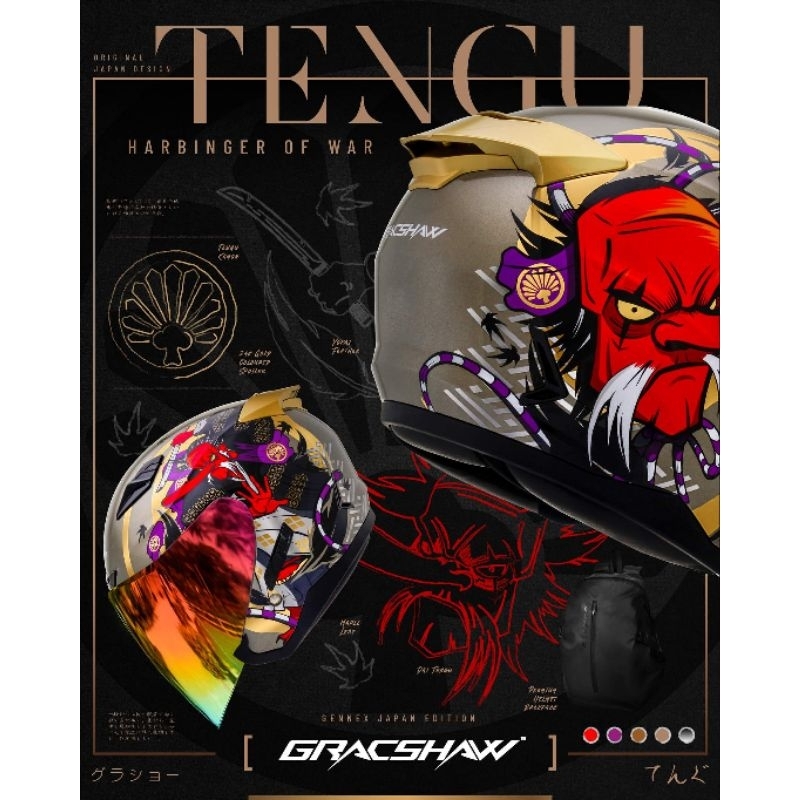 Gracshaw Helmet Gennex G535 TENGU Japan Edition New Launching with FREE ...