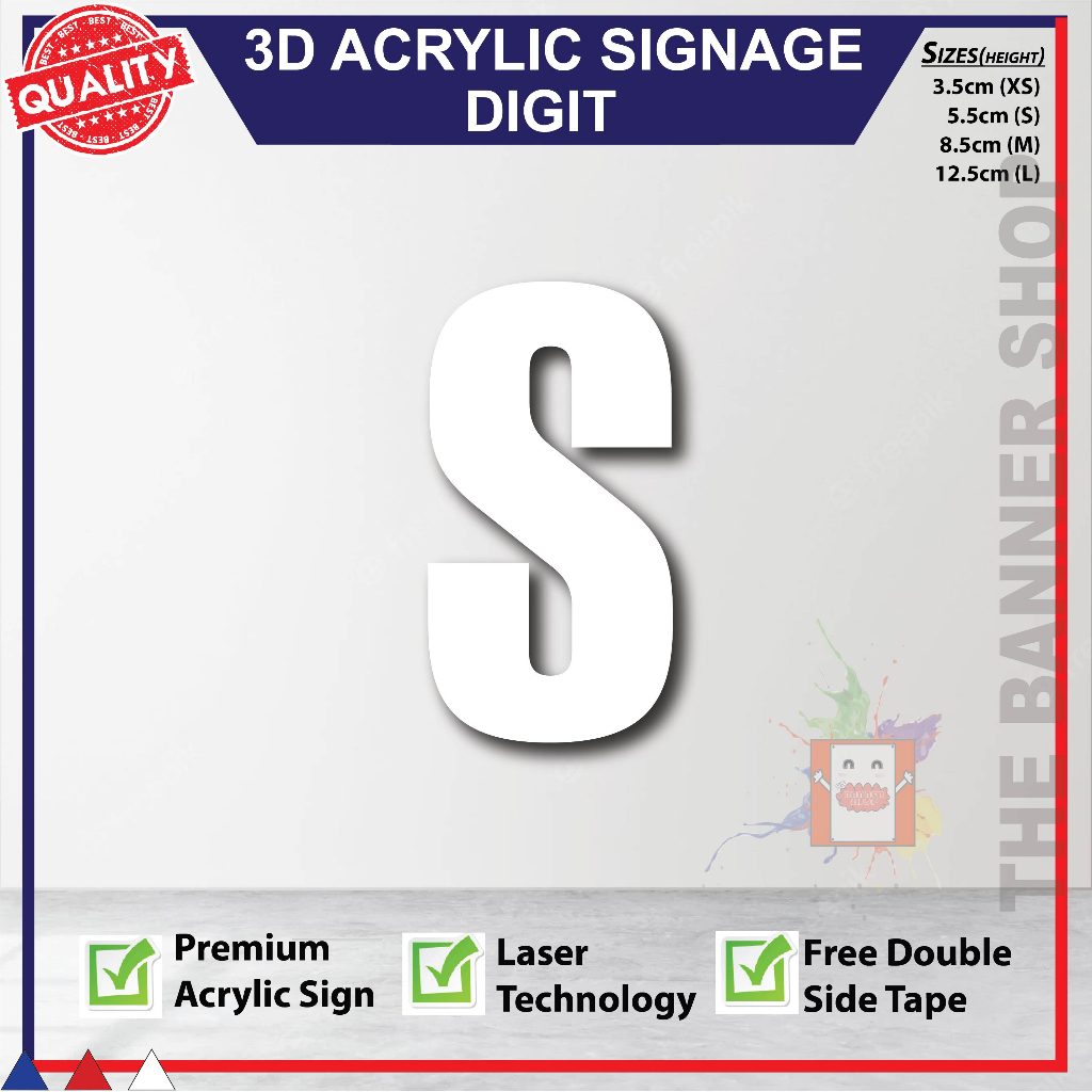 3D Acrylic Wording (White) (3MM Thickness), Tulisan Acrylic ABC 3mm ...