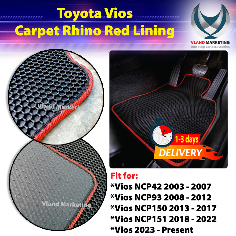 Toyota Vios Car Floor Mat and Carpet Rhino Red Lining | Shopee Malaysia
