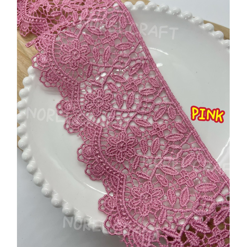 034#[1METER]CHEMICAL FLOWER LACE/ EMBROIDERY LACE/RENDA SULAM BUNGA ...