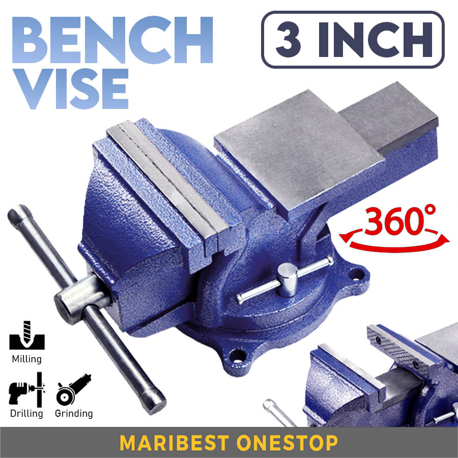 3" Swivel Base Bench Vise Clamp Heavy Duty Ragum Clamp Work Bench Table Vise Woodworking Clamp ...