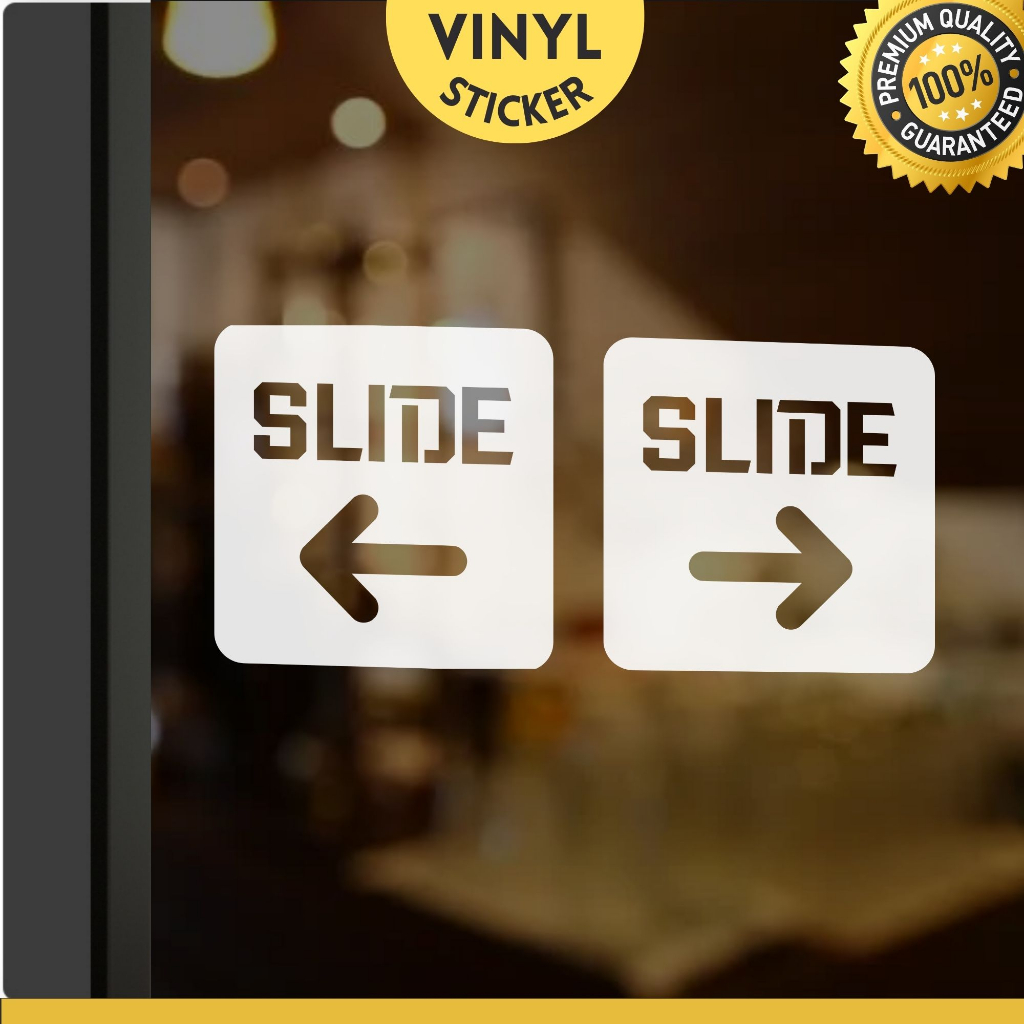 Shop Door / Window Door / Glass Door Slide Left & Right Vinyl Sticker ...