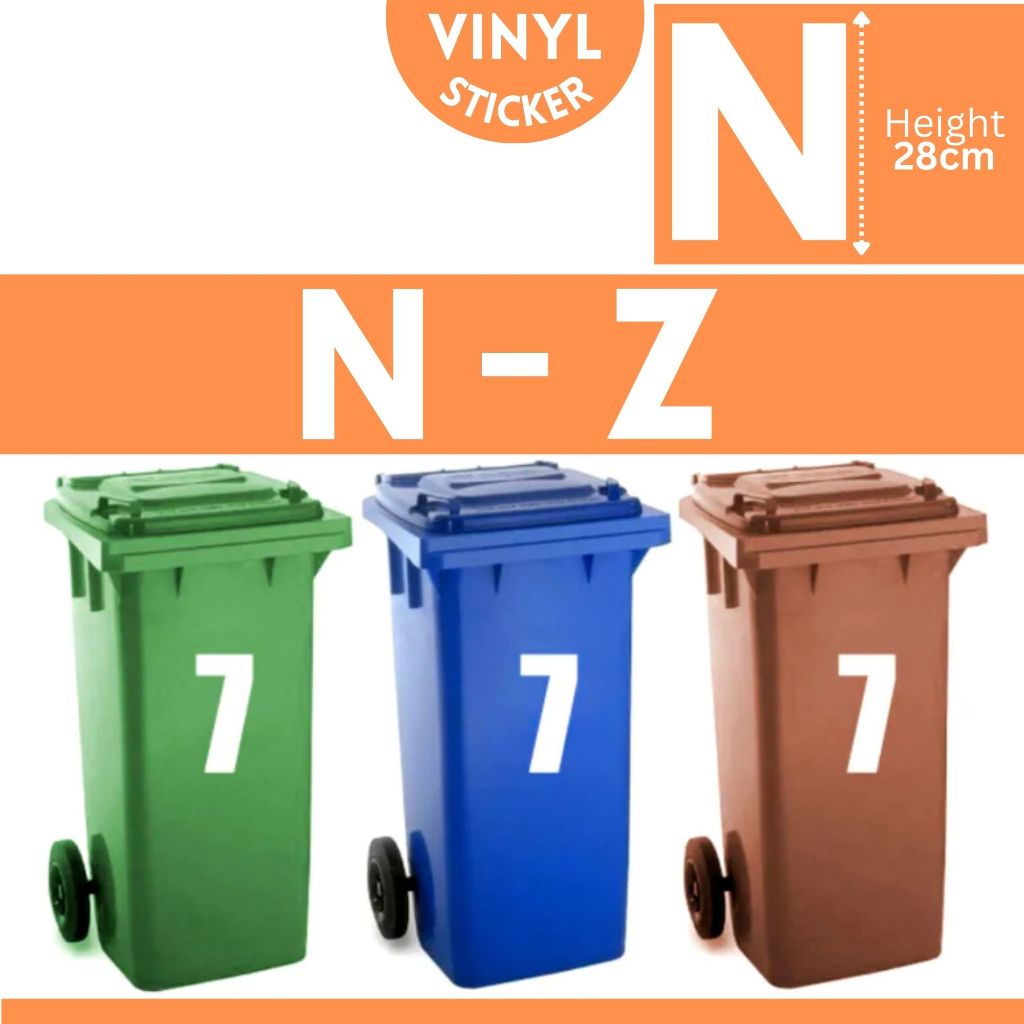 Ready Made 】N-Z Alphabet 28cm(H) - Vinyl Decal Sticker for Dustbin ...