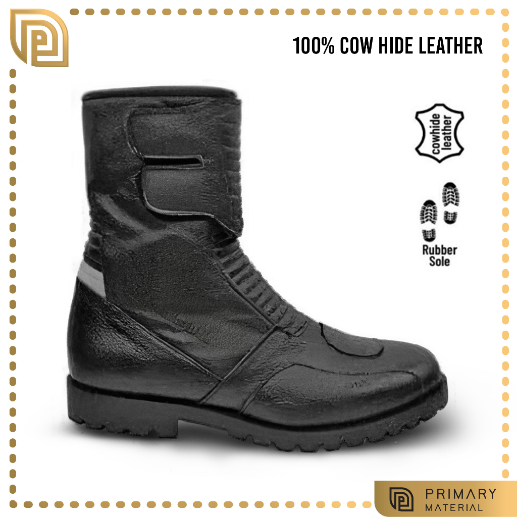 Genuine Leather Kasut Kulit Trafik Highcut Penguatkuasa Seragam Office ...