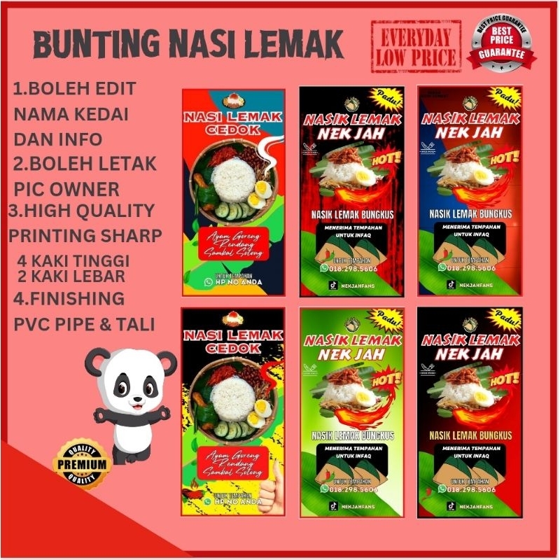 bunting banner nasi Lemak pandan ayam crispy nasi Kukus Ayam berempah ...