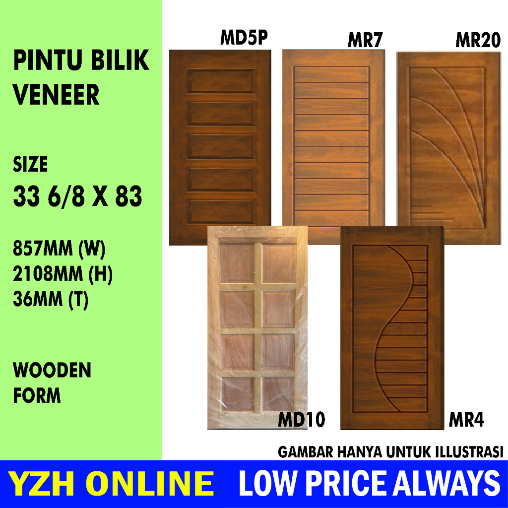 WOODEN DOOR VENEER PINTU KAYU Size 33'' 3/4 X 83'' TOP With Door ...