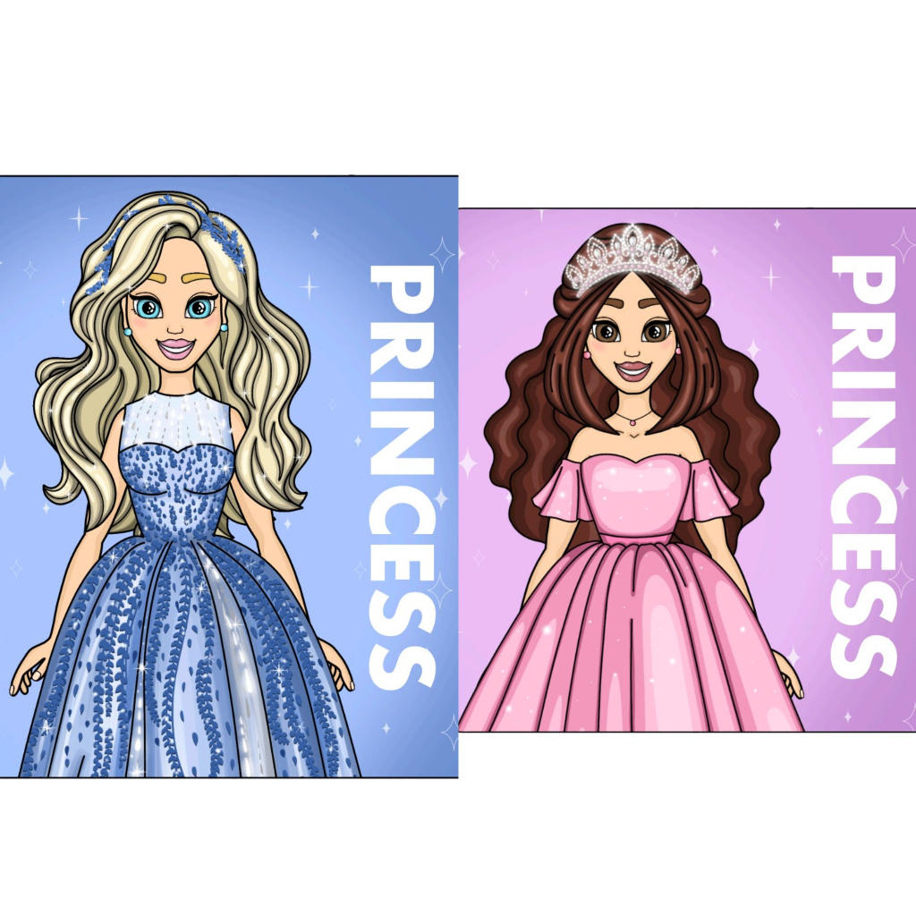 PDF] Paper House Princess Blue & Pink Dress up Kit Printable Preschool ...