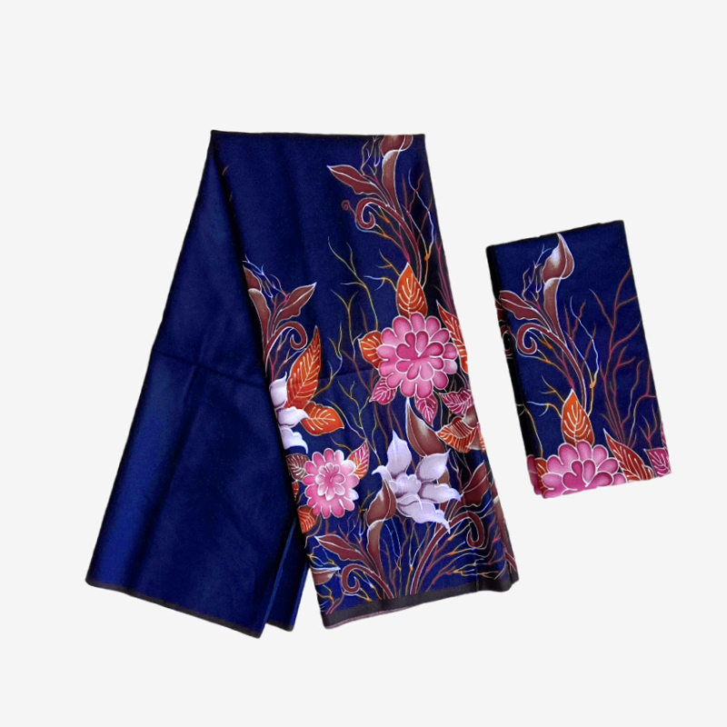 kain batik sarong biru dan hitam cantik bunga batik sarung 45 inci siap ...