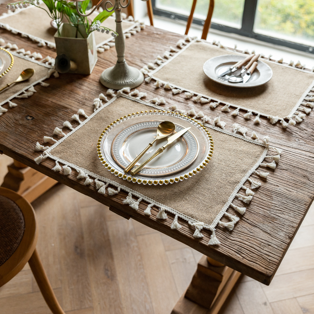 Burlap Cotton Linen Table Runner Modern Long Jute Woven Table Cover Mat ...