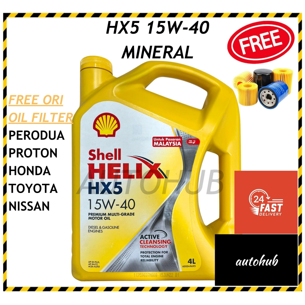 (ORIGINAL) FREE OIL FILTER Pasaran Malaysia Shell Helix HX5 Engine Oil ...