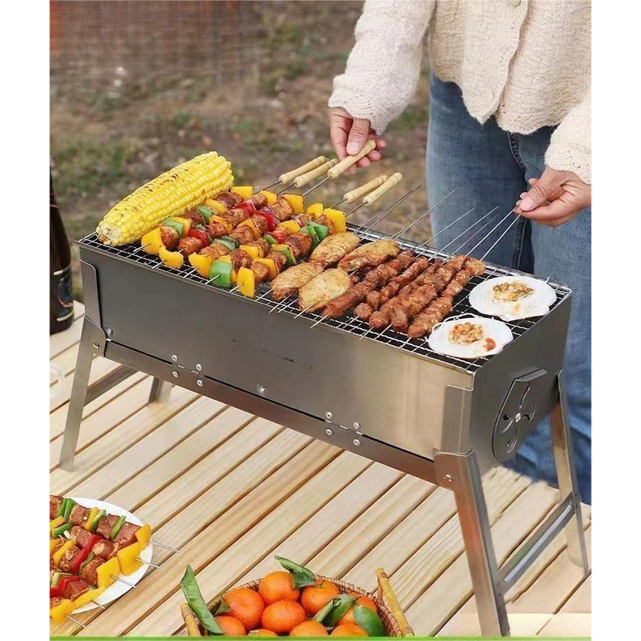 Folding Portable BBQ Grill Stainless Steel Folding Barbecue Charcoal ...