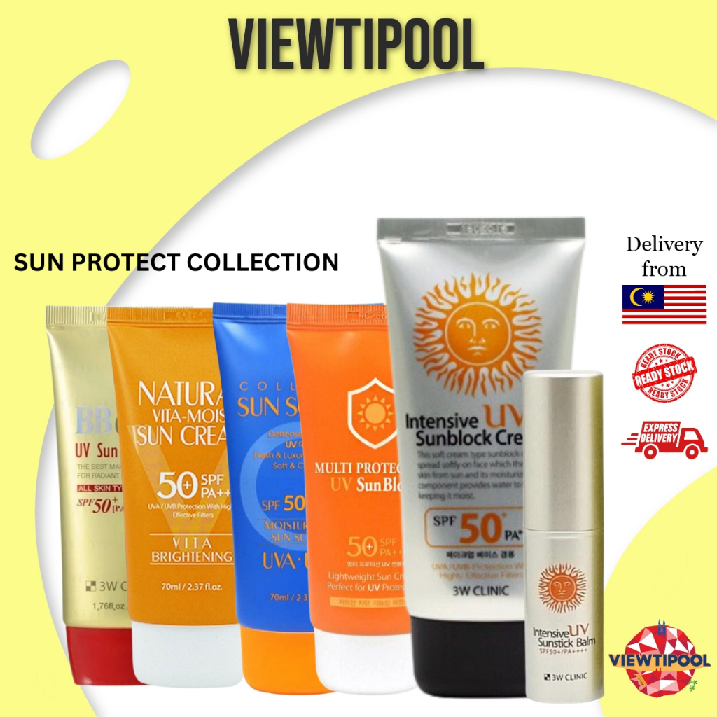 3W Clinic ⚡ Intensive UV Sun Block Cream / Collagen Sunscreen / Natural ...