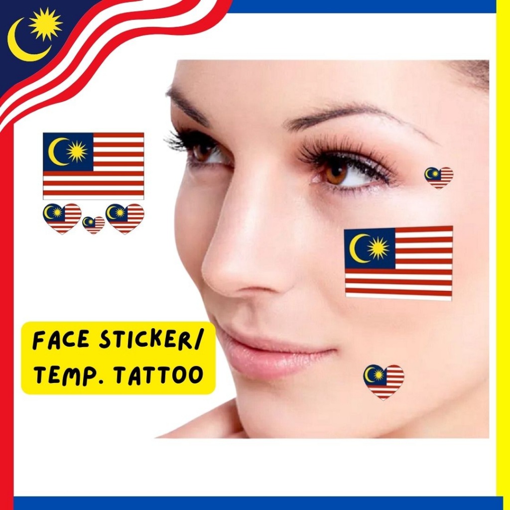 MERDEKA Sticker Temporary Tattoo Face Malaysia Flag Tatu Sementara ...