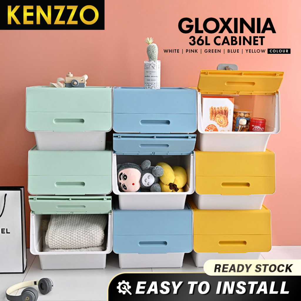 KENZZO : GLOXINIA 36L Multipurpose Front Opening Storage Box Stackable ...