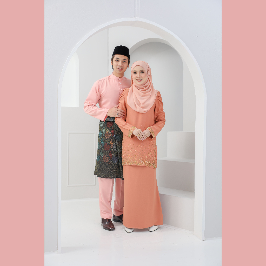 [ PEACH COLOUR ] SET FAMILY RAYA 2023| COUPLE | NIKAH | KURUNG MODEN ...