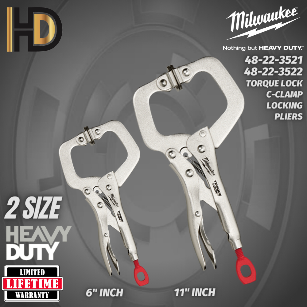 Milwaukee Torque Lock C Clamp Locking Pliers With Swivel Jaws / 6" + 11 ...