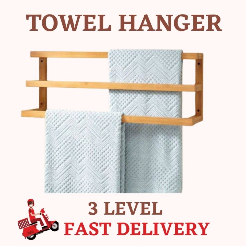 Rak Tuala Sejadah Penyidai Wooden Towel Hanger Cloth Drying | Shopee ...