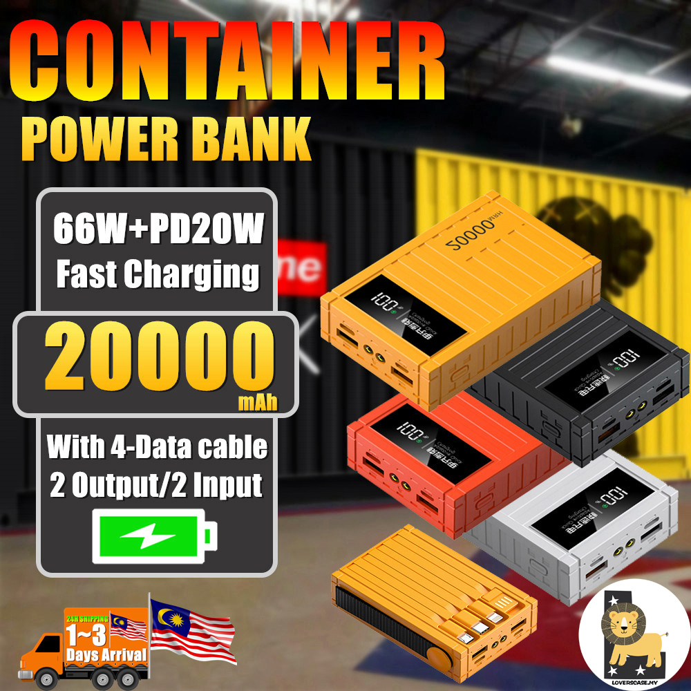 Container Power Bank 20000mAh Built-in Charging Cable With Cable USB PD ...