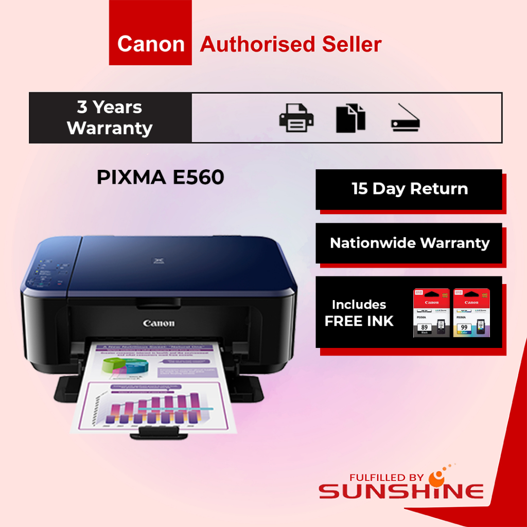 CANON Pixma E560 3 IN 1 WiFi Duplex Printer - Printer Print,Scan,Copy ...