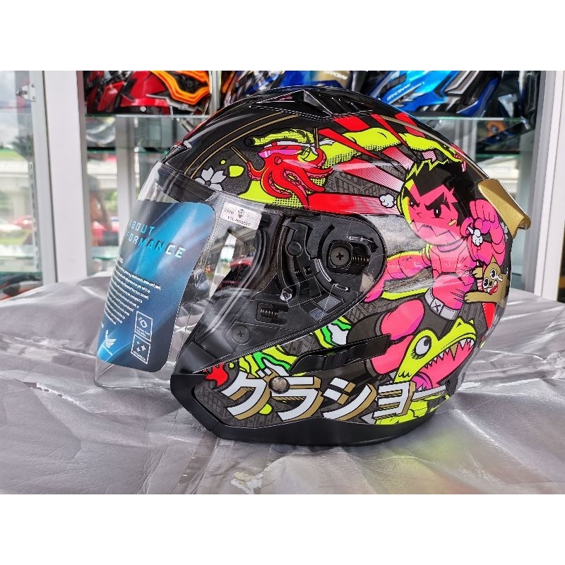 SPECIAL EDITION🔥 HELMET GRACSHAW GENNEX G535 JAPAN SAMURAI IKAN KOI ...