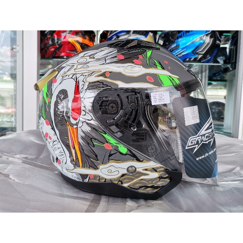 SPECIAL EDITION🔥 HELMET GRACSHAW GENNEX G535 JAPAN SAMURAI IKAN KOI ...