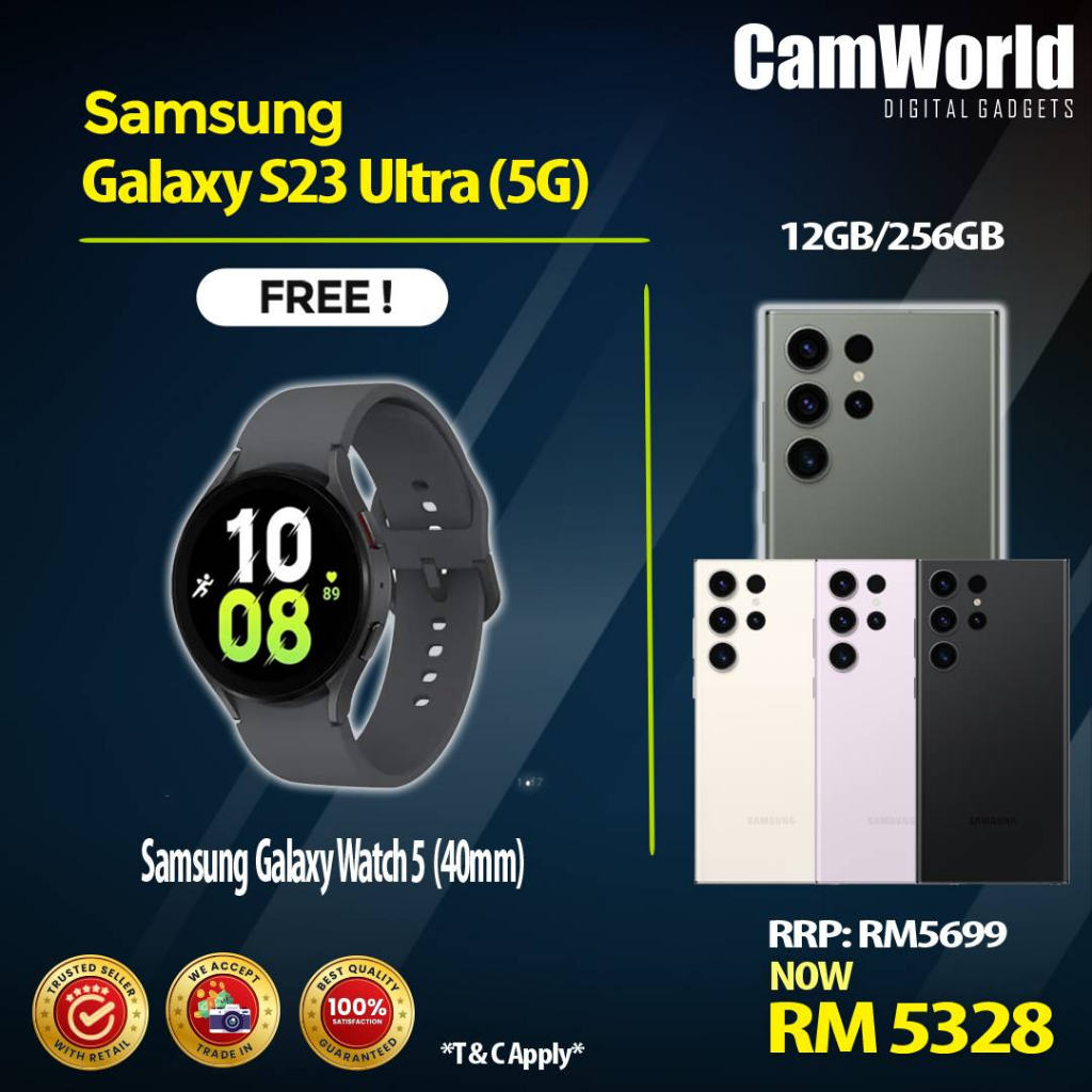 Samsung Galaxy S23 Ultra 5G ( SM-S918 ) ( 12GB + 256GB ) With Watch 5 ...