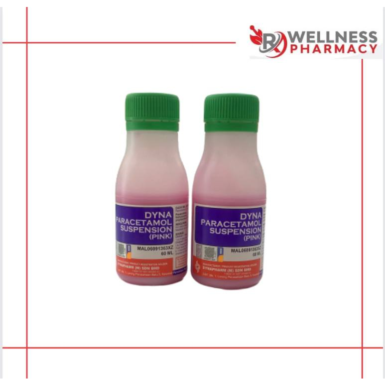 DYNA PARACETAMOL Suspension 250mg/5ml- Pink (Raspberry) - 60ml [DEMAM ...