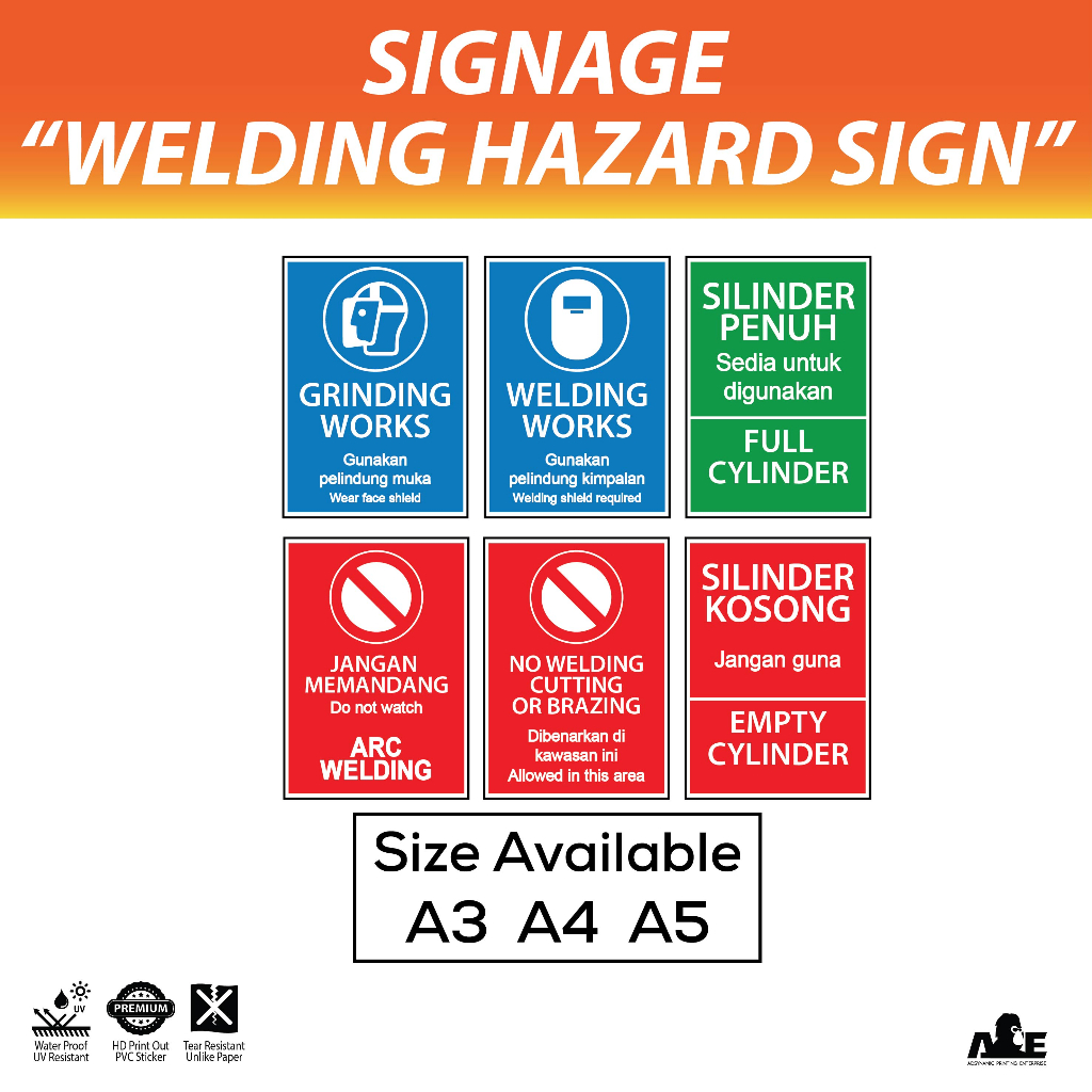 Welding Hazard Sign | Wear Face Shield | Welding Shield Required | Arc ...
