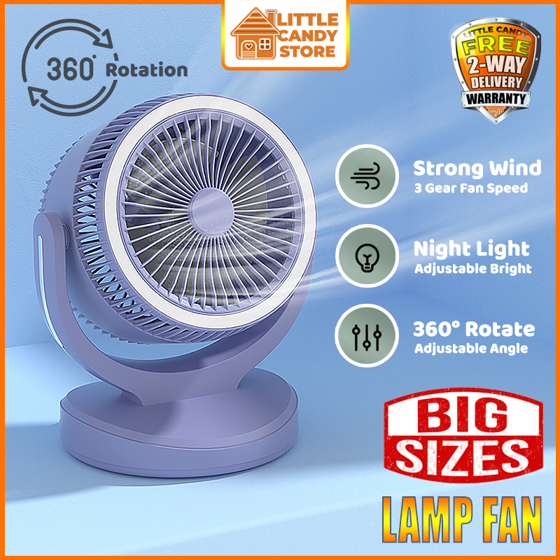 Kipas Meja Besar Strong Wind Circulation Fan Lamp USB Rechargeable ...