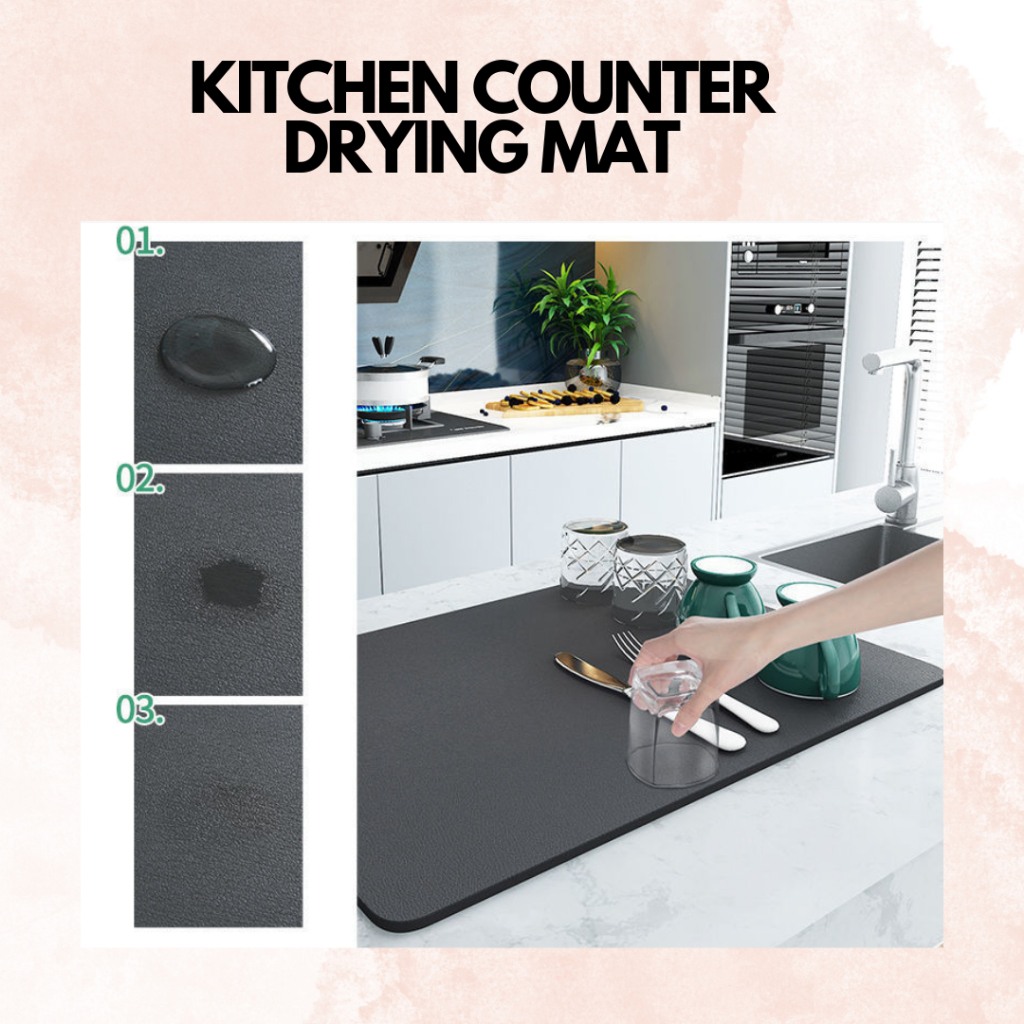 Kitchen Counter Sink Dish Drying Mat Super Absorbent Wet Drain Pad Anti ...