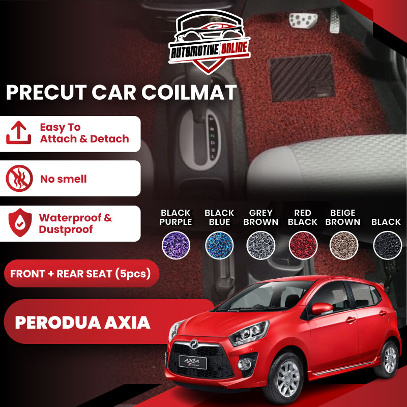 Perodua Axia OEM PRECUT PVC CARPET Coilmat Karpet Magic Grip (FULL SET ...