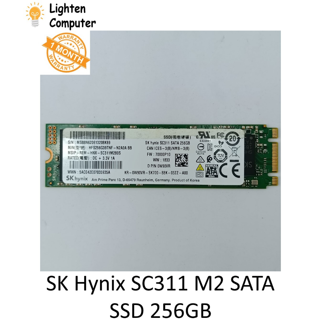 【USED】 SK HYNIX M.2 SC311 SATA SSD 128GB / 256GB | Solid State Drive | 540MB/s Read Speed ...