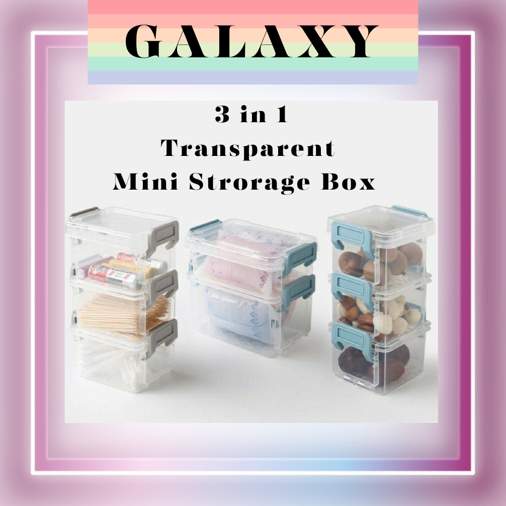 3 IN 1 Transparent Mini Storage Box / Small Container / Jewellery Box ...