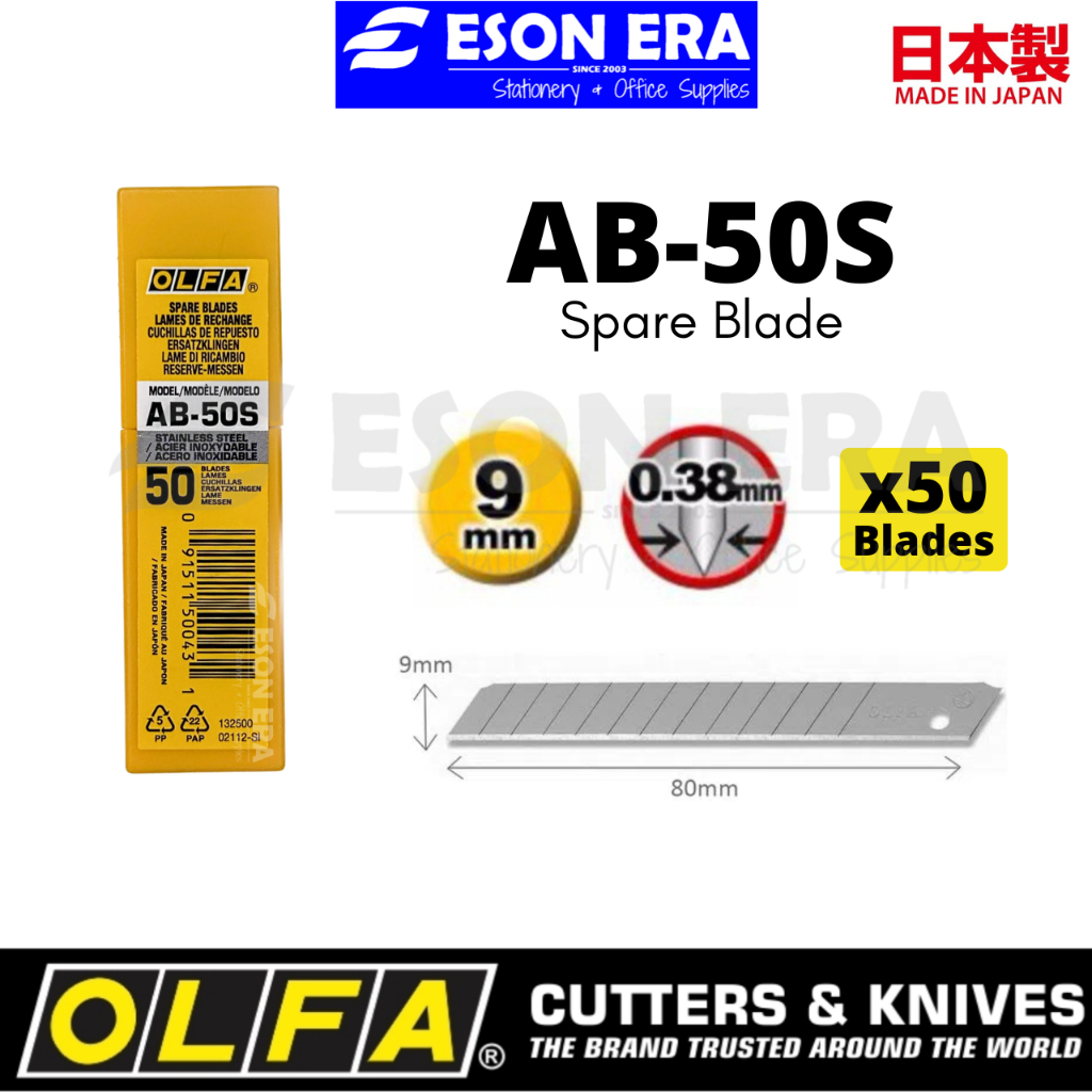 Olfa AB-50S Spare Blade 9mm 50Blades/case Made in Japan Cutter Knife Pisau | Shopee Malaysia