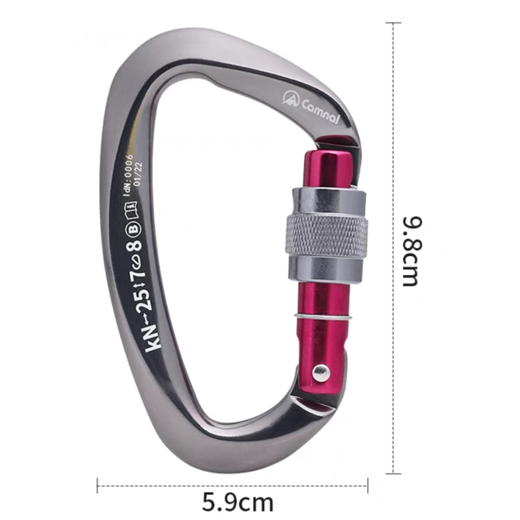 Carabiner Rock Climbing D Shape Screw lock Heavy Duty CE UIAA 25kN Tree Climbing Working at ...