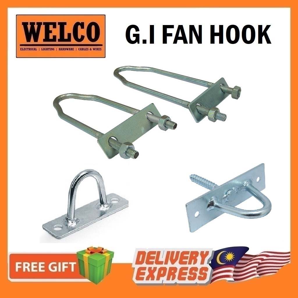 METAL CEILING FAN HOOK, SCREW TYPE FAN HOOK, FLAT BAR FAN HOOK | Shopee ...