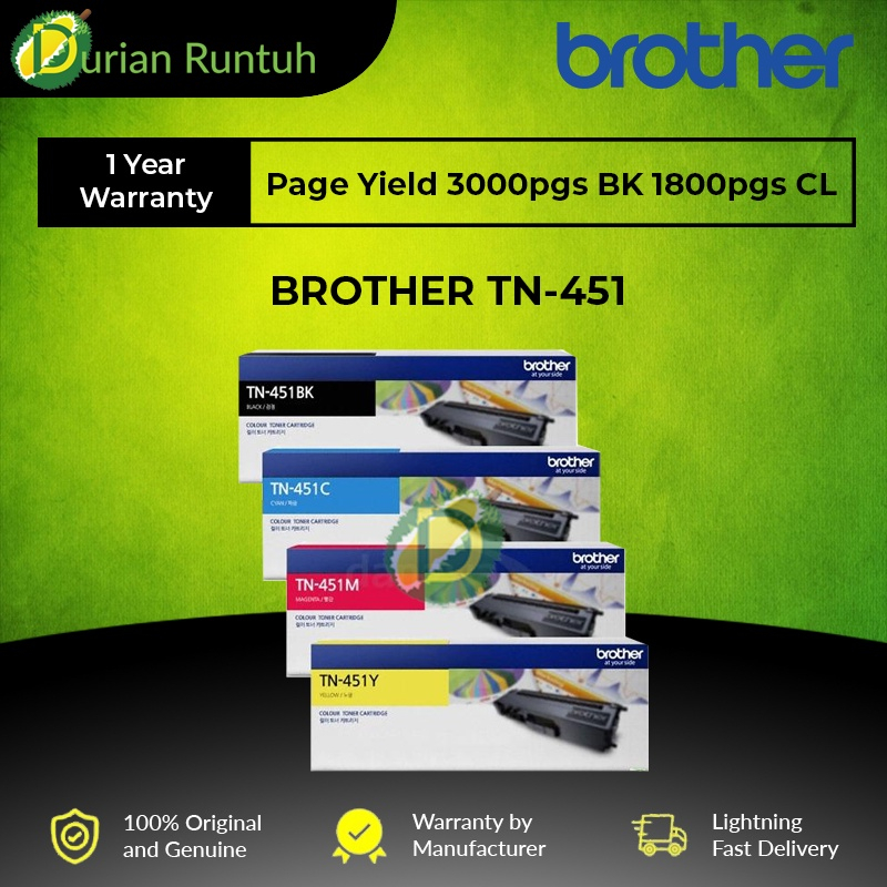 Brother ORIGINAL TN-451 Black Cyan Magenta Yellow Toner HL-L8260CDN HL ...