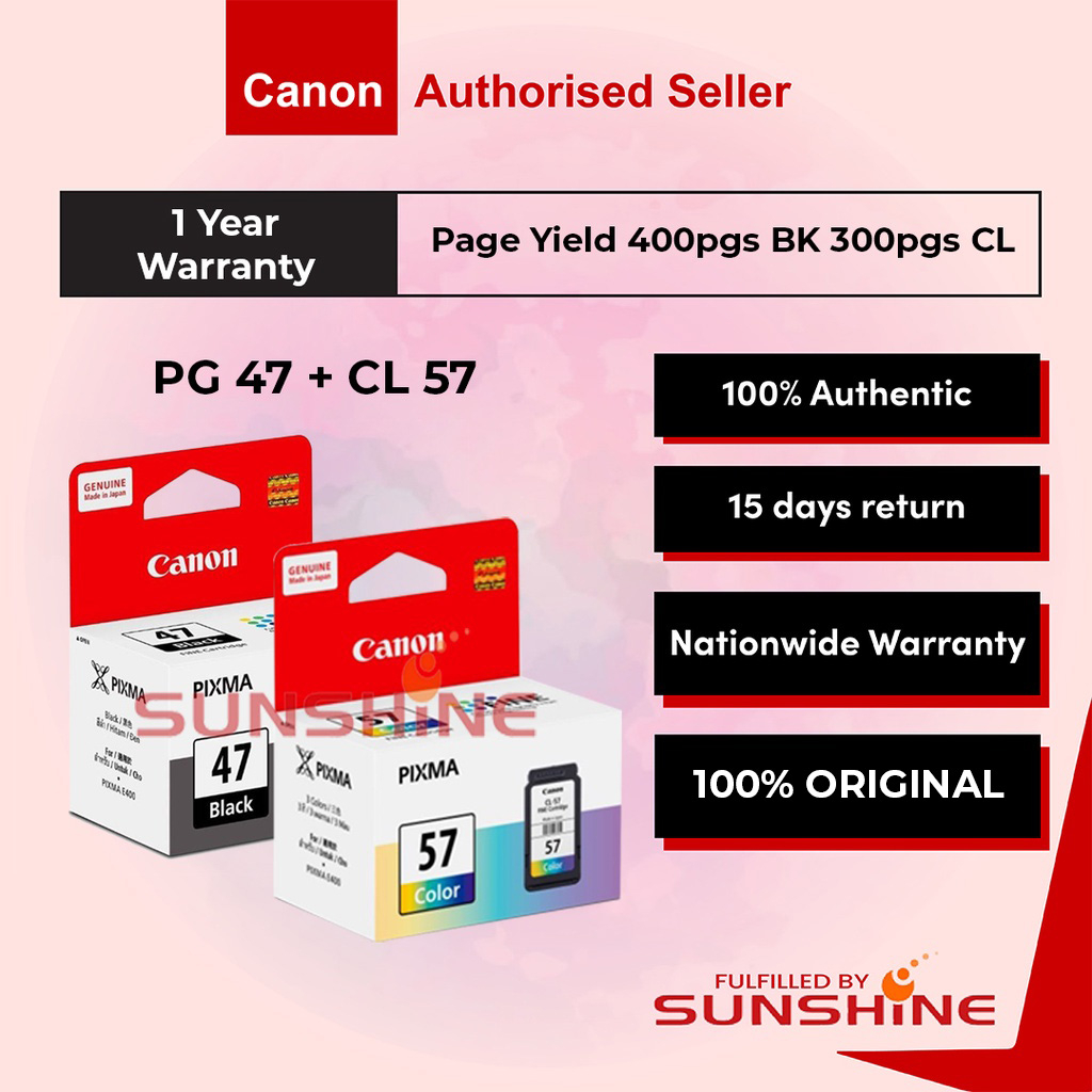 Canon Ink Cartridge - PG47 CL57 CL57s ( PG 47 PG-47 CL57 CL-57 CL 57 ...