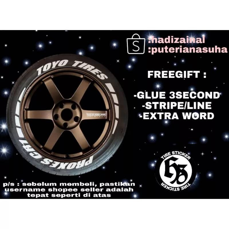M - Tire Sticker 3D / Tire Bomb Sticker (All White Toyo Tires CR1 ...