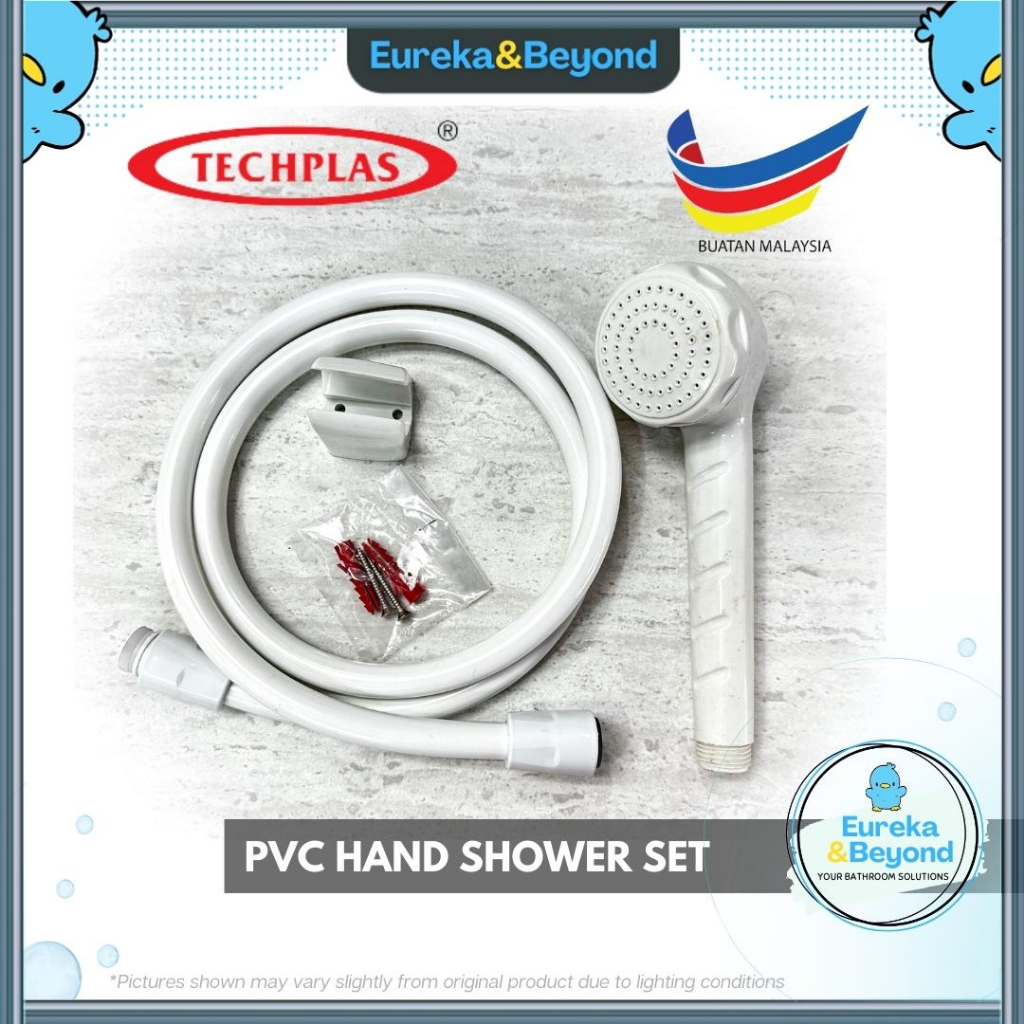 𝗧𝗘𝗖𝗛𝗣𝗟𝗔𝗦 PVC Hand Shower Set Plastic Bathroom Bidet Spray with White ...