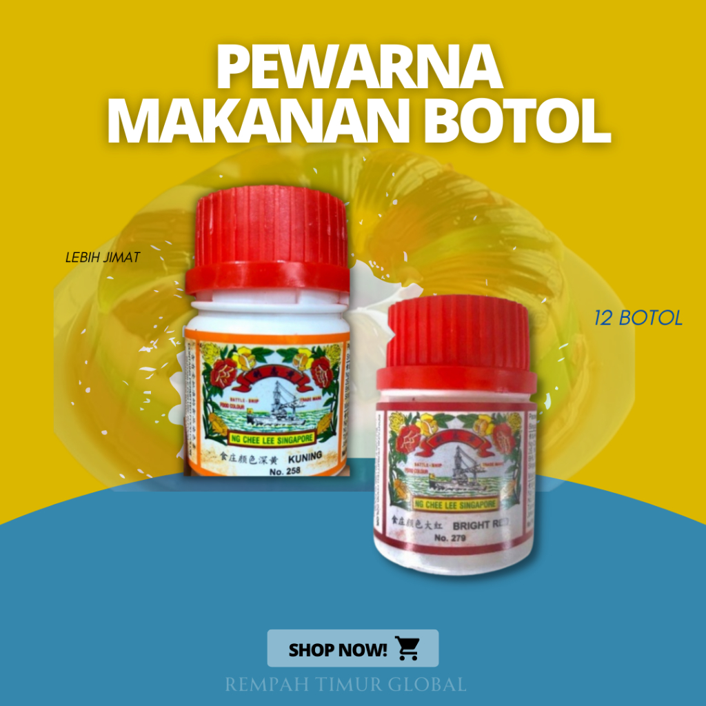 PEWARNA MAKANAN BOTOL SATU DOZEN 12 BOTOL/PEWARNA MERAH/SUMBER BOTOL ...