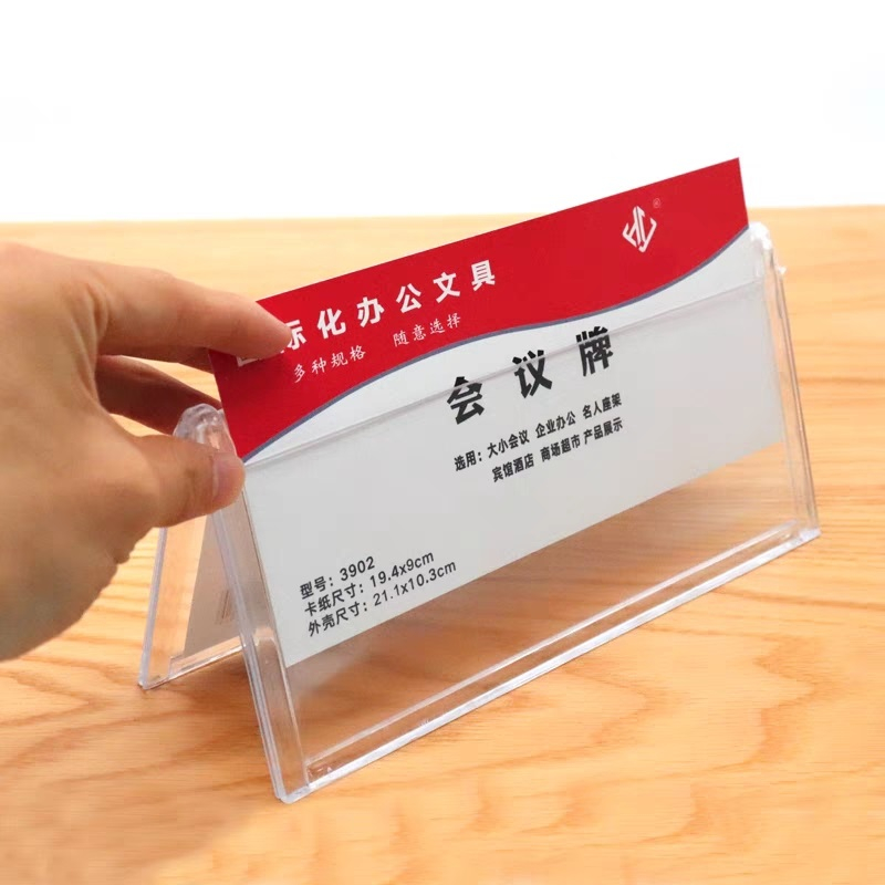 V Tent Shaped Acrylic Card Holder Both Sides Name Card/Price Tag/Photo ...