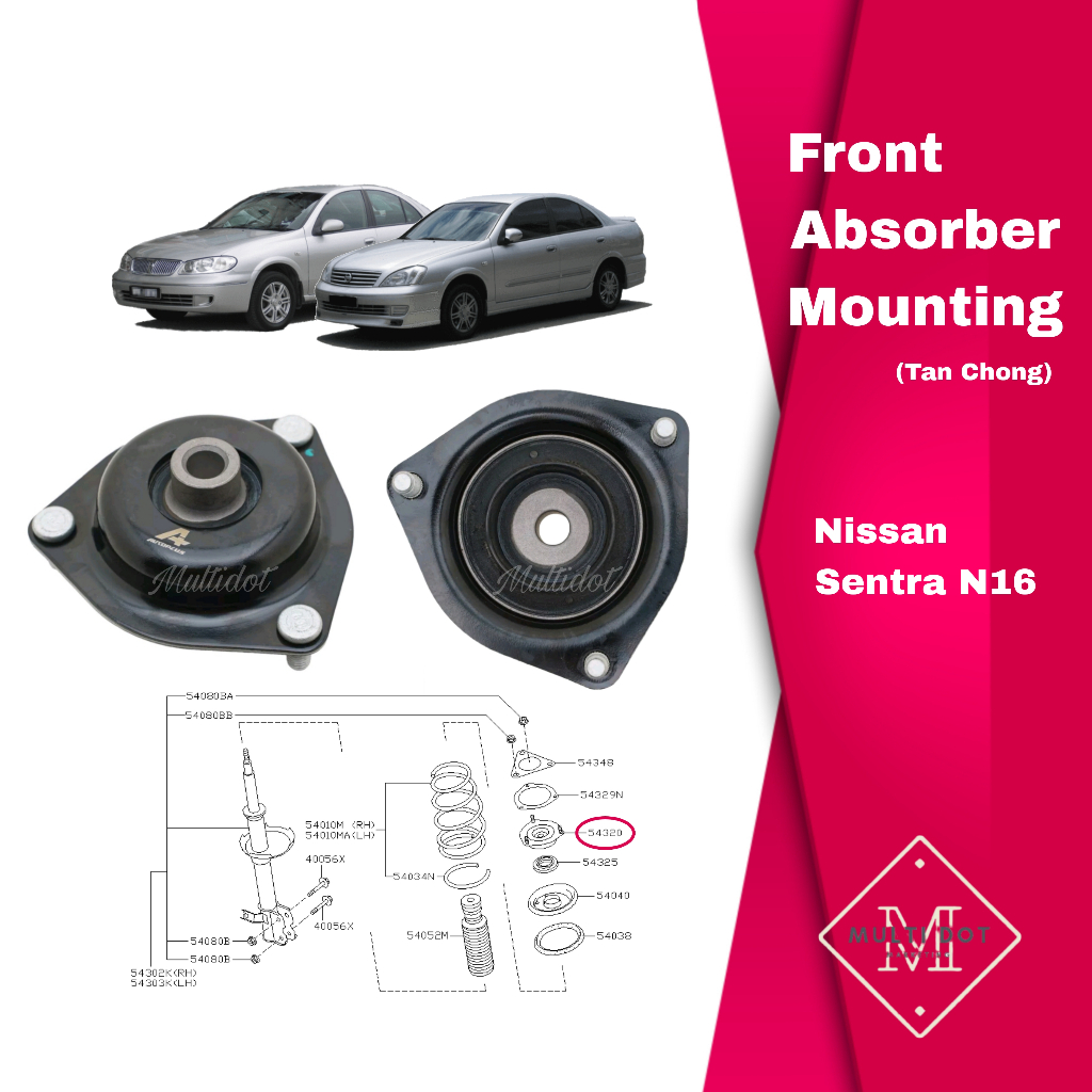 Nissan Front Absorber Mounting LH / RH 54320-4M401-AP Sentra N16 (Tan ...