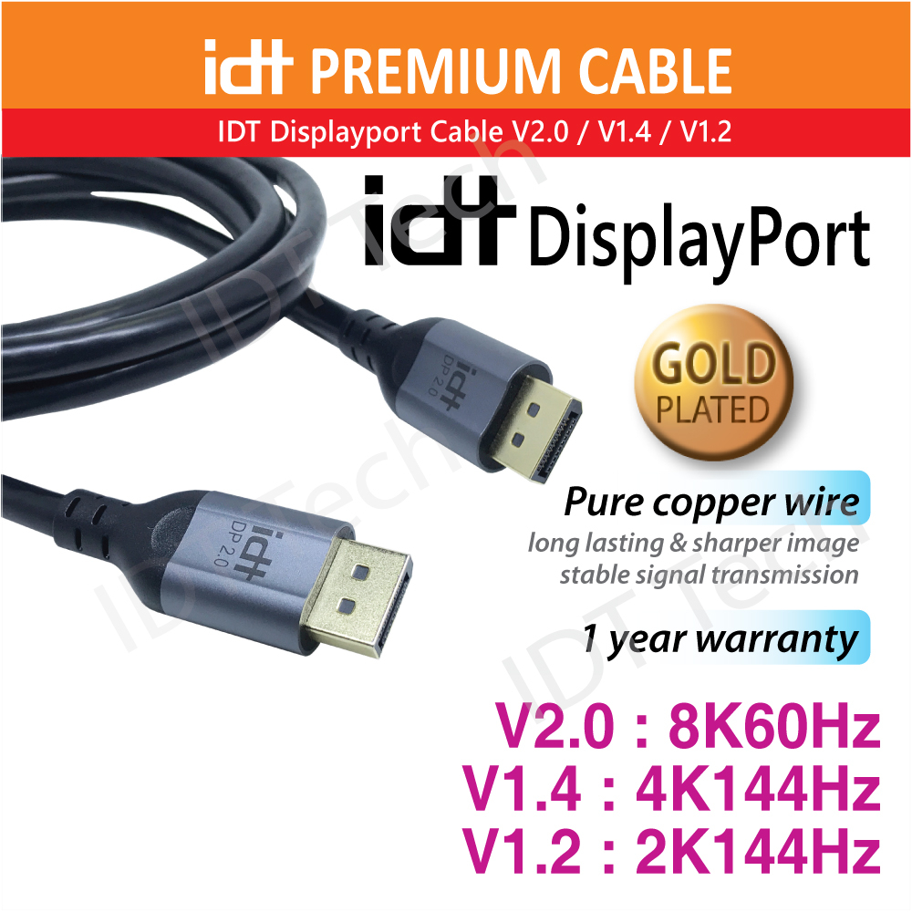 IDT DP 2.0 /1.4 /1.2 Cable Displayport to Displayport Cable Display ...