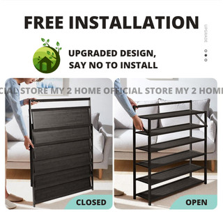 Multipurpose Shoe Rack (Installation-Free) Foldable Wooden RAK KASUT ...